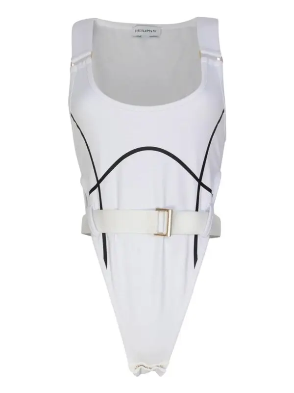 CIRCULAR PATH High Cut Bodysuit - Gold/white