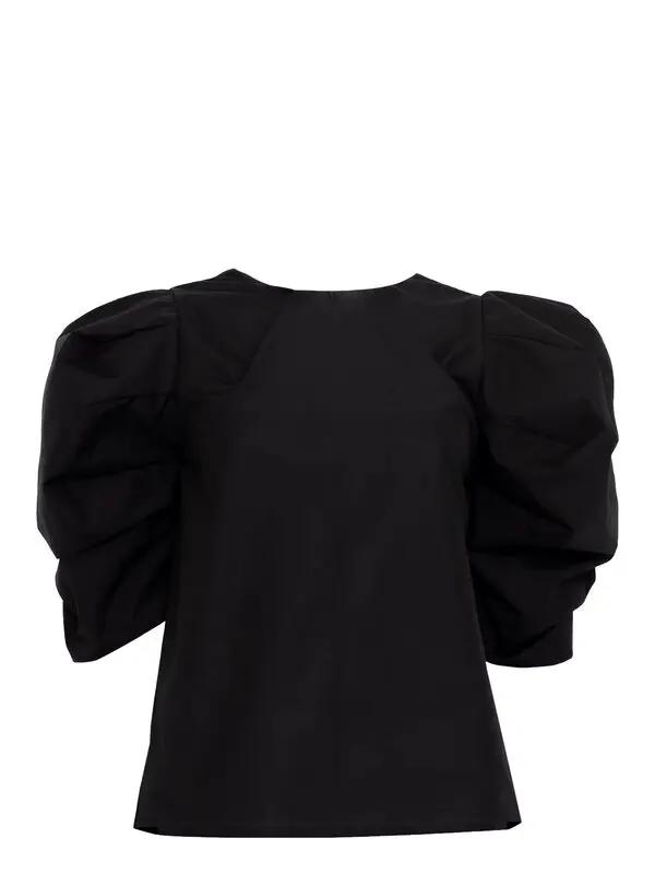 BIANCA POPP Victorian Sleeves Cotton Blouse - Black