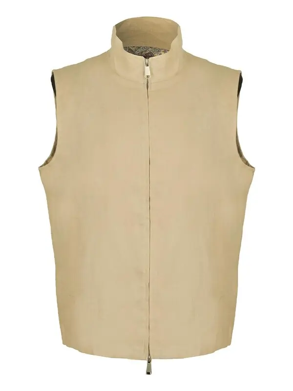 DAVID WEJ Hugo Linen Gilet - Beige