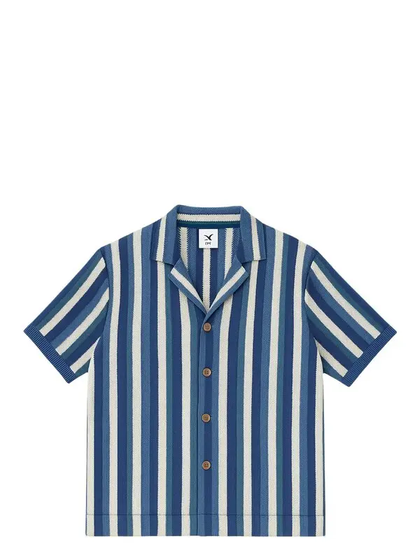 LIVE KOLIBRI Blue / Green / Neutrals Hand-woven, Button-up Shirt - Blue/green