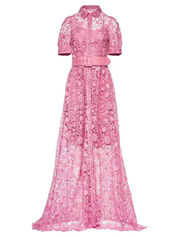 VASILIKI ATELIER Ayah Collared Lace Gown - Pink