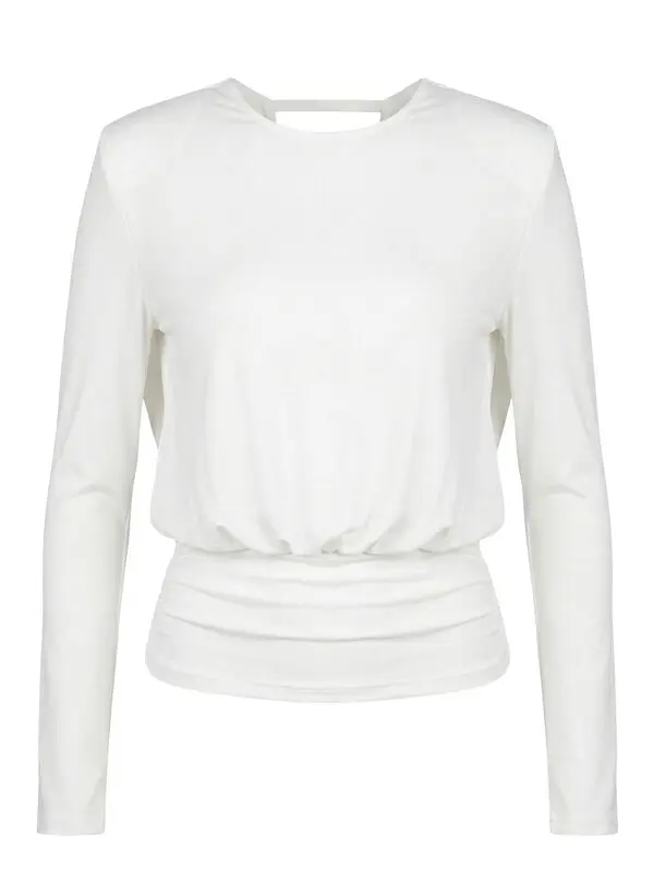 MODENAIRE Draped Open Back Top - White