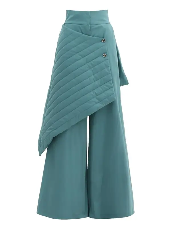 JULIA ALLERT Quilted Wide Leg Pants - Green