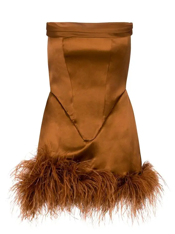 DELFI COLLECTIVE Adrienne Feather Mini Dress - Brown