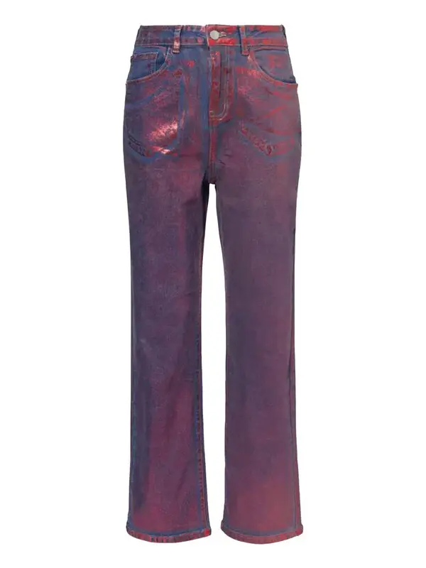 AMY LYNN Lupe Foil Coated Trousers - Red