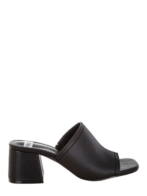 RAG & CO Slip-on Leather Block Heel - Black