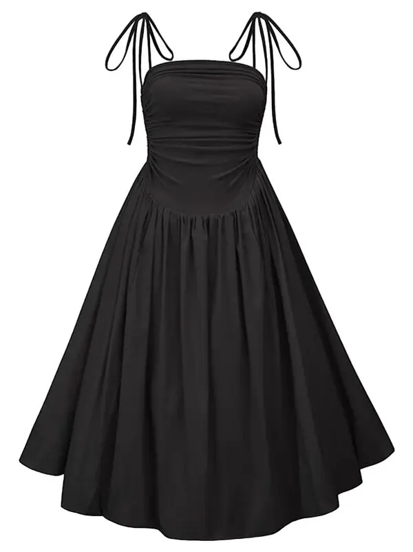 AMY LYNN Alexa Puffball Drop-waist Midi Dress - Black