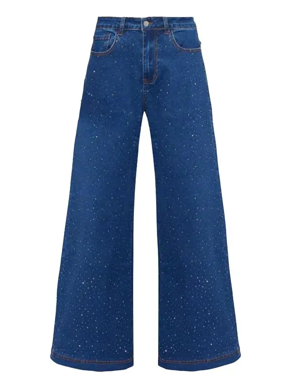 AMY LYNN Demi Diamante Flare Leg Jeans - Blue