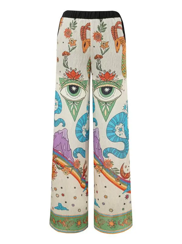 SAINT ONES Astera Wide Leg Pants - Beige/blue
