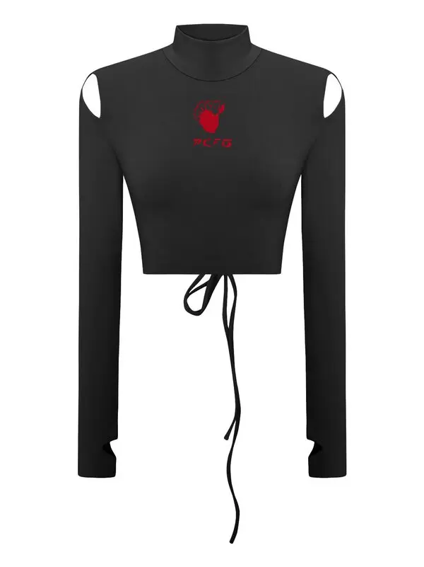 PCFG Long Sleeve Crop Top - Black