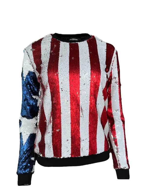 ANY OLD IRON Reversible Sequin Stars And Stripes Sweatshirt - Blue/white/red