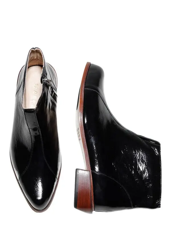 MAFALDA Bianca Patent Leather Ankle Boots - Black