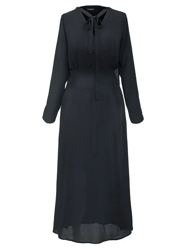 SMART AND JOY V-neckline Long Blouse-dress - Black