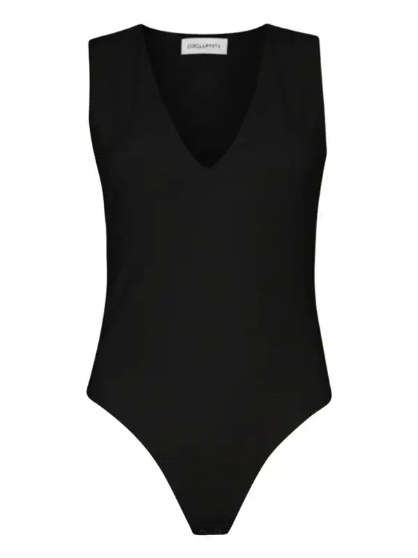 CIRCULAR PATH V-neck Bodysuit - Black