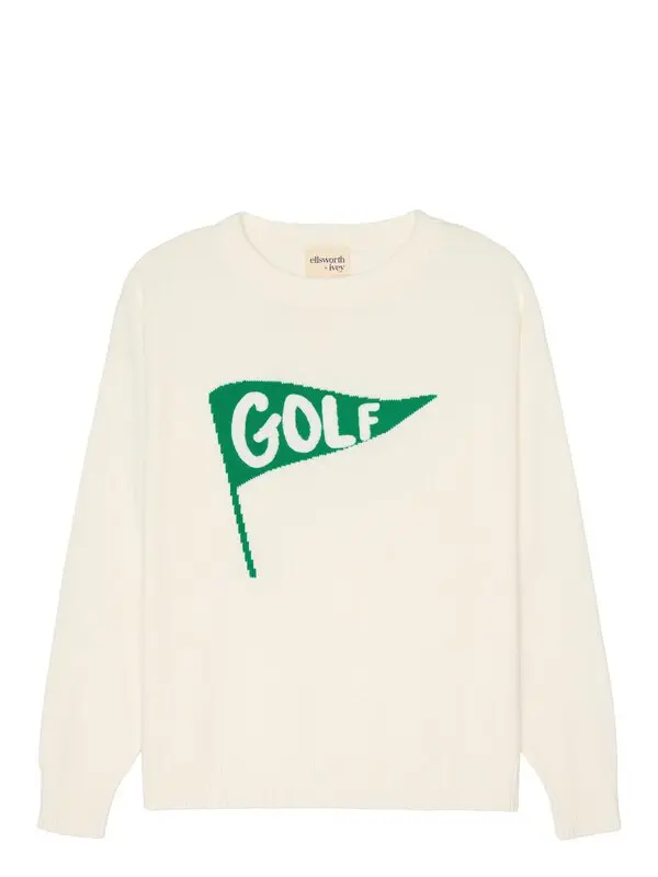 ELLSWORTH + IVEY Riley Golf Pennant Sweater - White