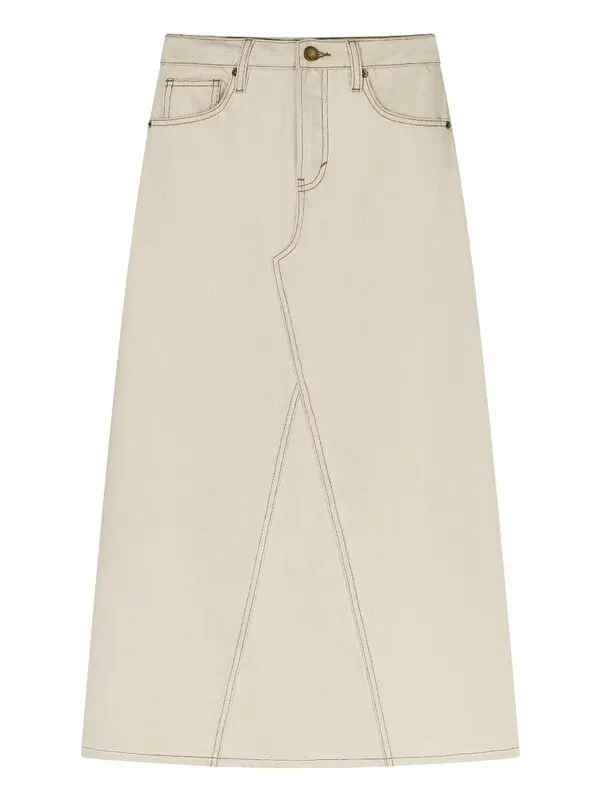 RAVE ON TREND Flared Denim Maxi Skirt - Brown