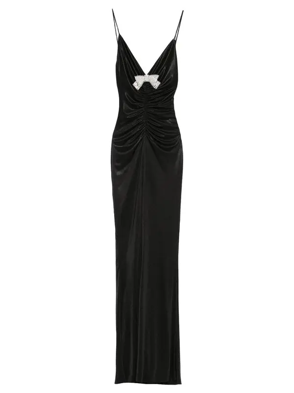 NISSA Backless Jersey Maxi Dress - Black