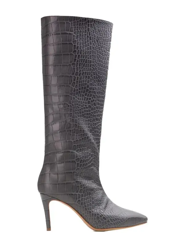 GINISSIMA Ilona Embossed Leather Knee High Boots - Grey