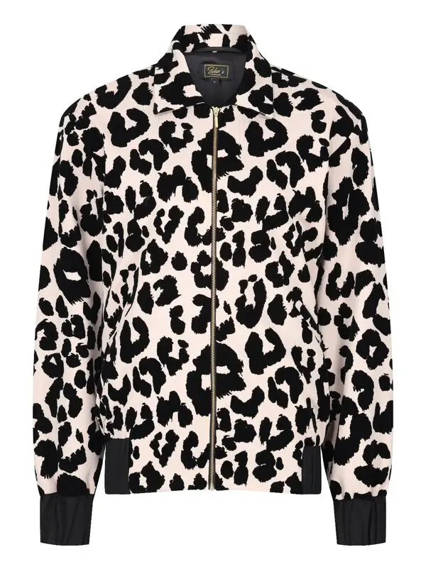 ISHA'S TIMELESS Leopard Velvet Bomber Jacket - Black