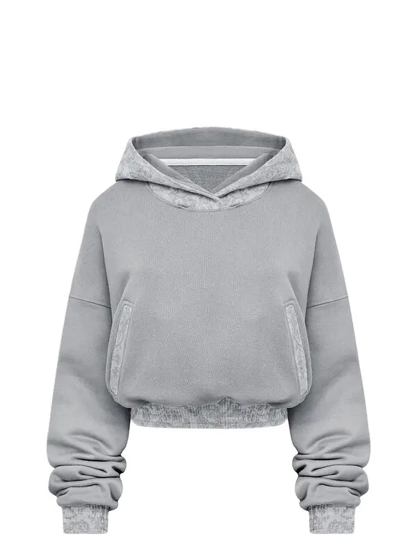 MANDRAGORA Cotton Lantre Sweatshirt With Jacquard Detail - Grey