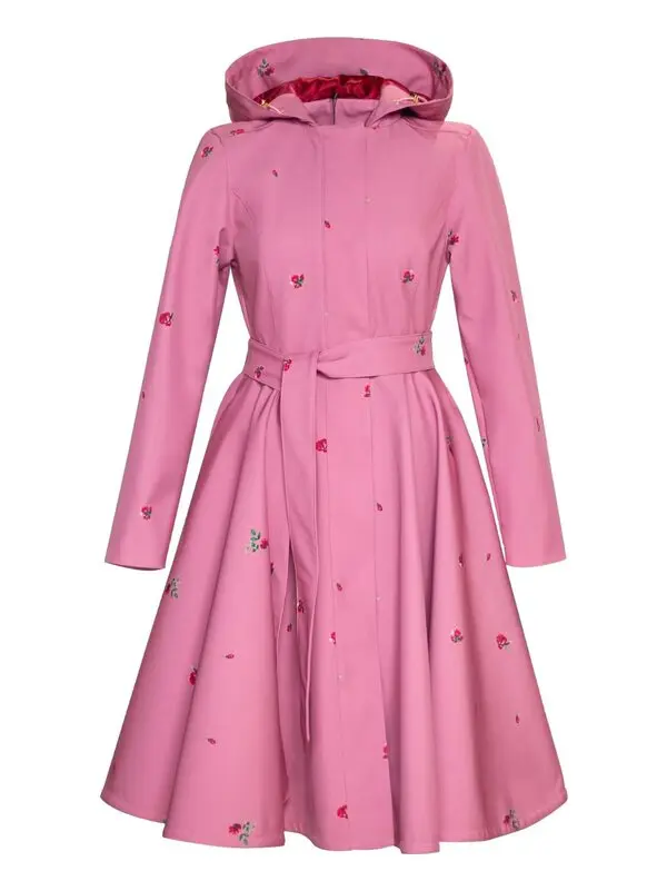RAINSISTERS Floral Detail Full Circle Skirt Coat - Pink
