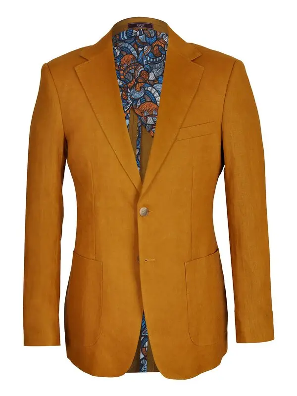 DAVID WEJ Hugo Linen Double Breasted Blazer Mustard - Yellow