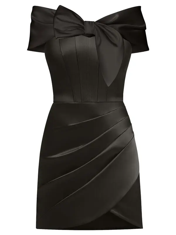 TIA DORRAINE Off-shoulder Mini Dress - Black