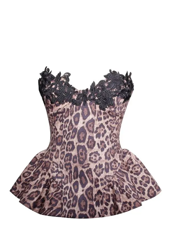 MISS CIRCLE NEW YORK Cheetah Print Peplum Top - Black