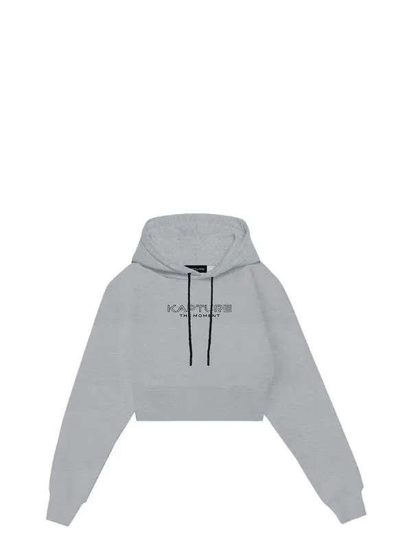 KAPTURE Logo-print Cropped Hoodie - Grey