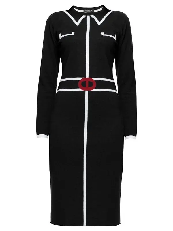 RUMOUR LONDON Claire Jacquard Dress - Black