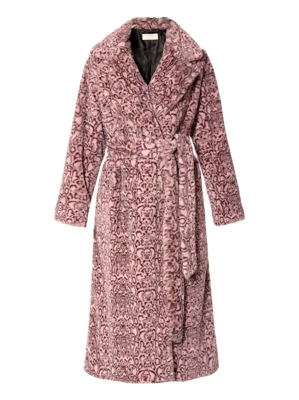 AGGI BY HALEWSKI Long Faux Fur Coat - Pink
