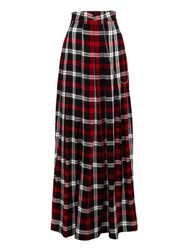 PALOMA LIRA Inmortal Plaid Maxi Skirt - Red