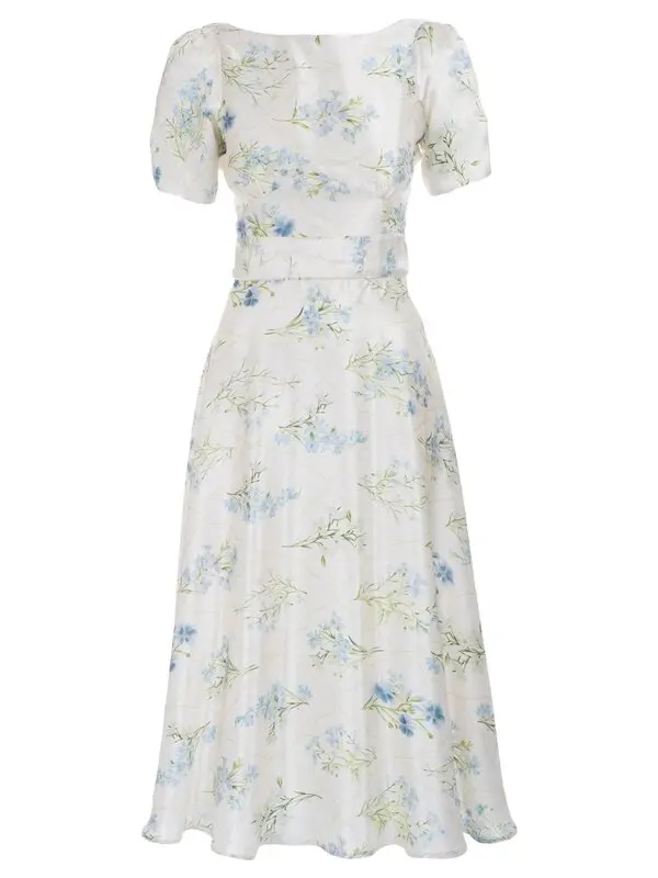 SOFIA TSERETELI Floral Print Silk Gown - White