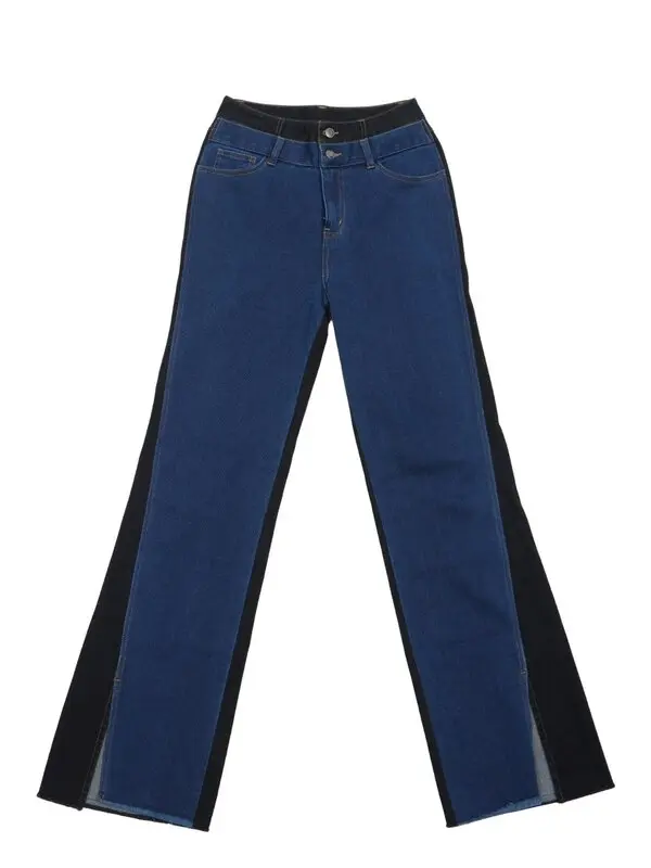 CIRCULAR PATH Loose Fit Denim Wide Leg Pants - Blue/black