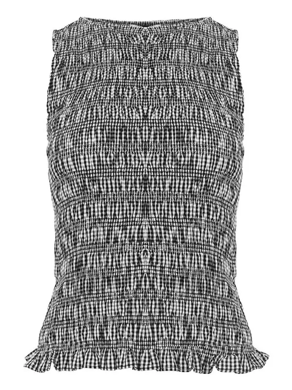 AMY LYNN Gingham High Neck Top - Black