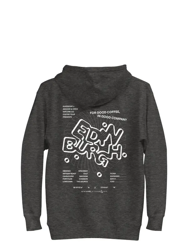 ANCHOR & CREW Embroidered Edinburgh Coffee Scene Hoodie - Black