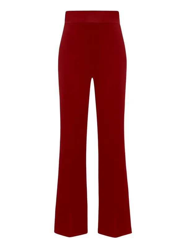TIA DORRAINE High-waist Flared Leg Trousers - Red