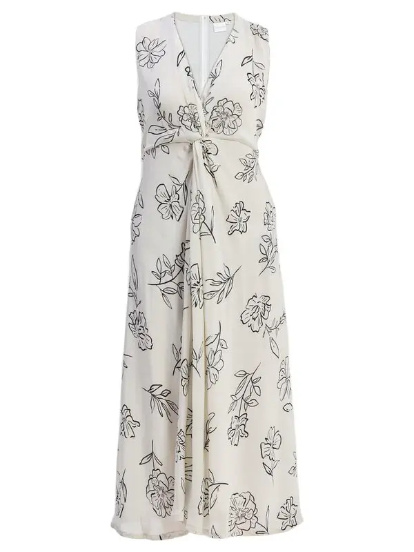 REISTOR Front Twist Floral Maxi Dress - White