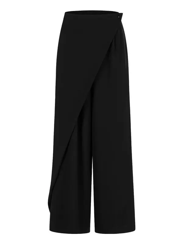 CLOTHES BY LOCKER ROOM Wide-leg Trousers With Wrap Detail - Black