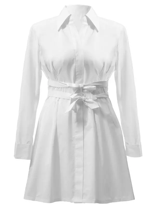 INCANTEVOLE MILANO Cotton Shirt Dress With Tie Waist - White