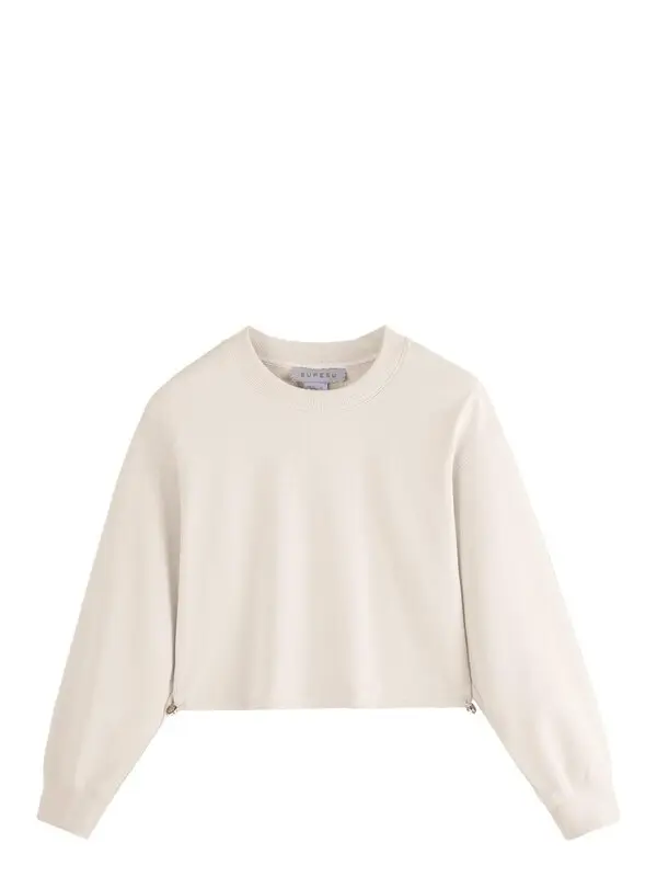 SUPESU Neutrals Cubby Cropped Sweater - White
