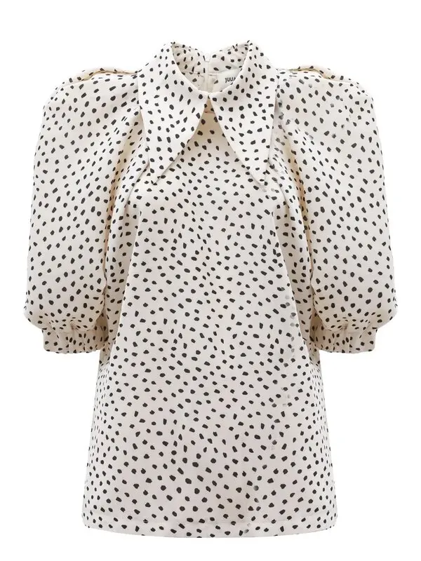 JULIA ALLERT Polka Dot Puff Sleeve Blouse - Black