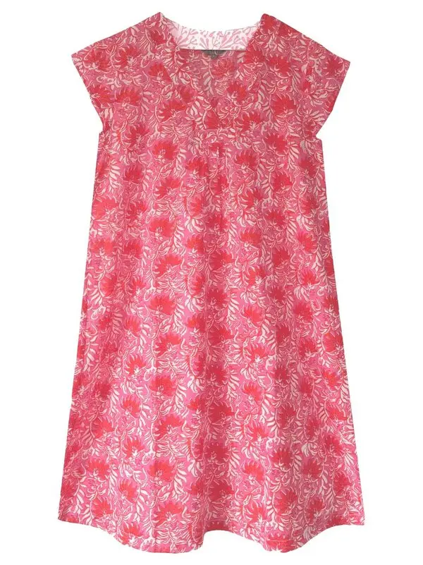 LIME TREE DESIGN Audrey Shift Jaipur Magenta Dress - Orange