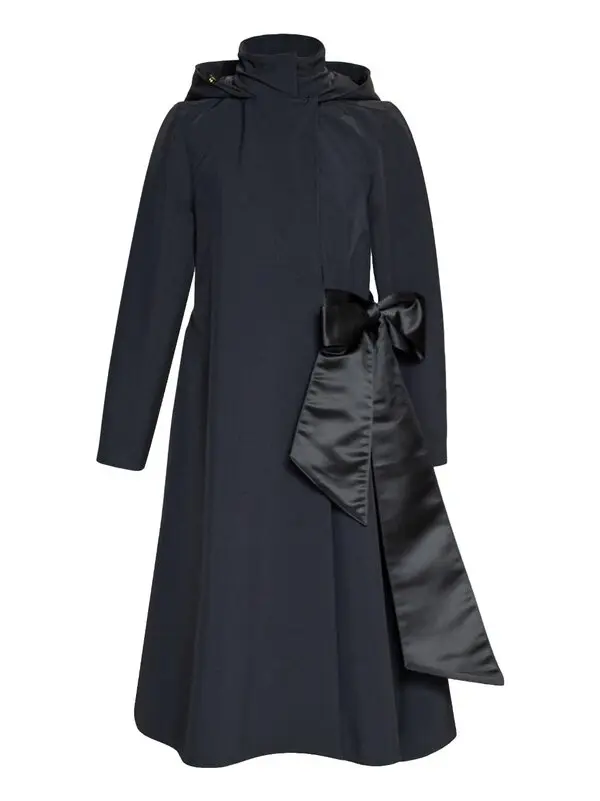 RAINSISTERS A-line Coat With Bow Detail And Detachable Hood - Black