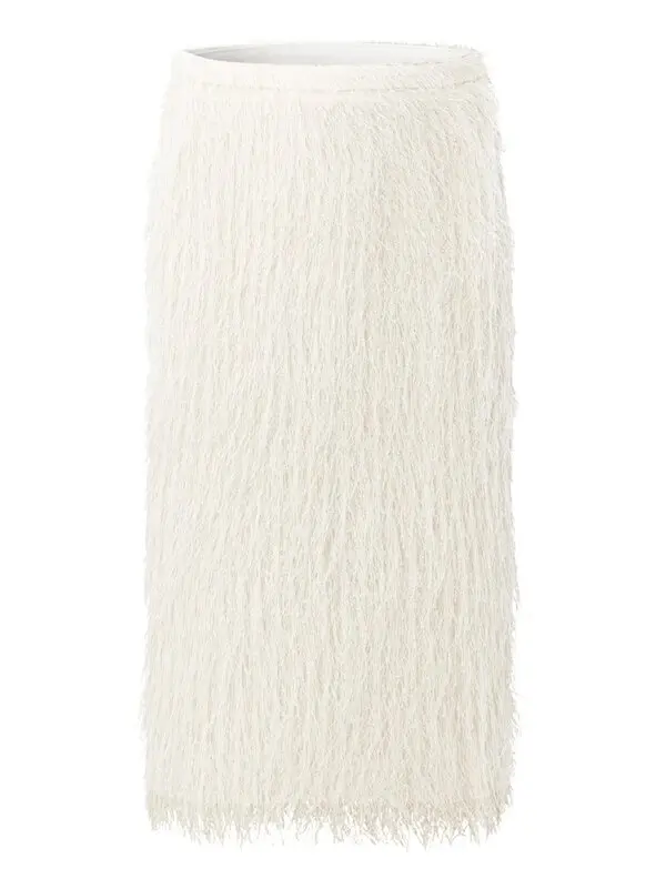 CENTRE PIECE Romee Fringe Midi Skirt - White