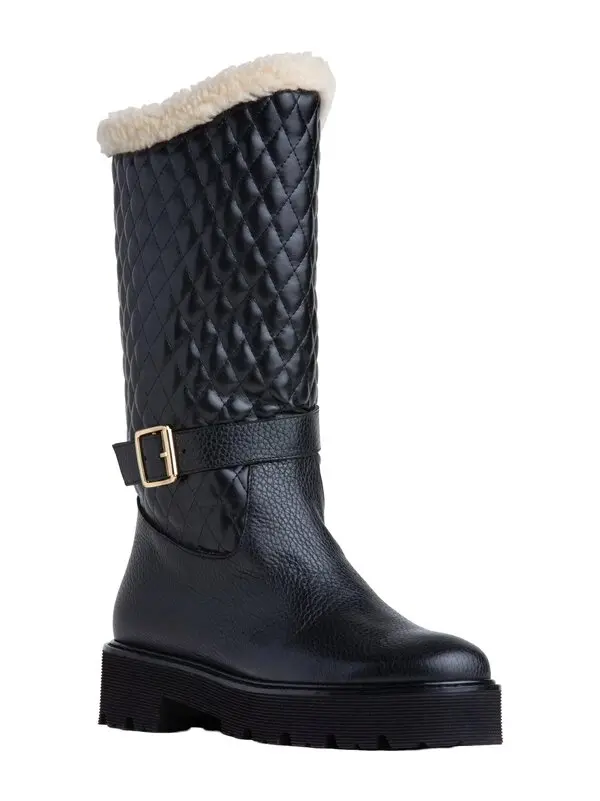 BEAUTIISOLES BY ROBYN SHREIBER Leather Knee-high Platform Boots - Black