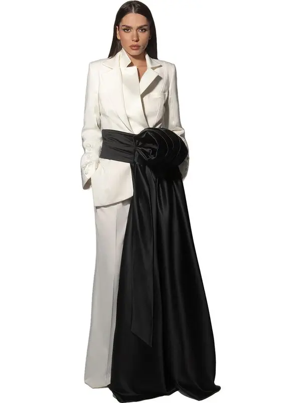 TIA DORRAINE Floor-length Satin Belt - Black