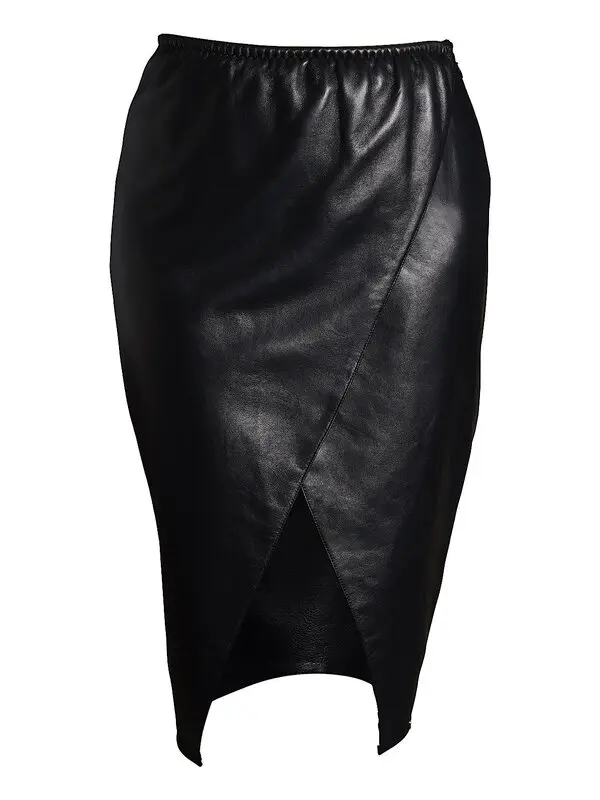SOMETHING WICKED Lexi Leather Wrap Midi Skirt - Black