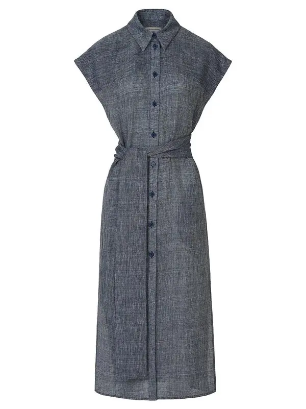 THE SUMMER EDIT Tatum Linen Shirt Dress - Blue
