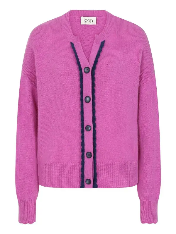 LOOP CASHMERE Shell Edge Cardigan - Pink